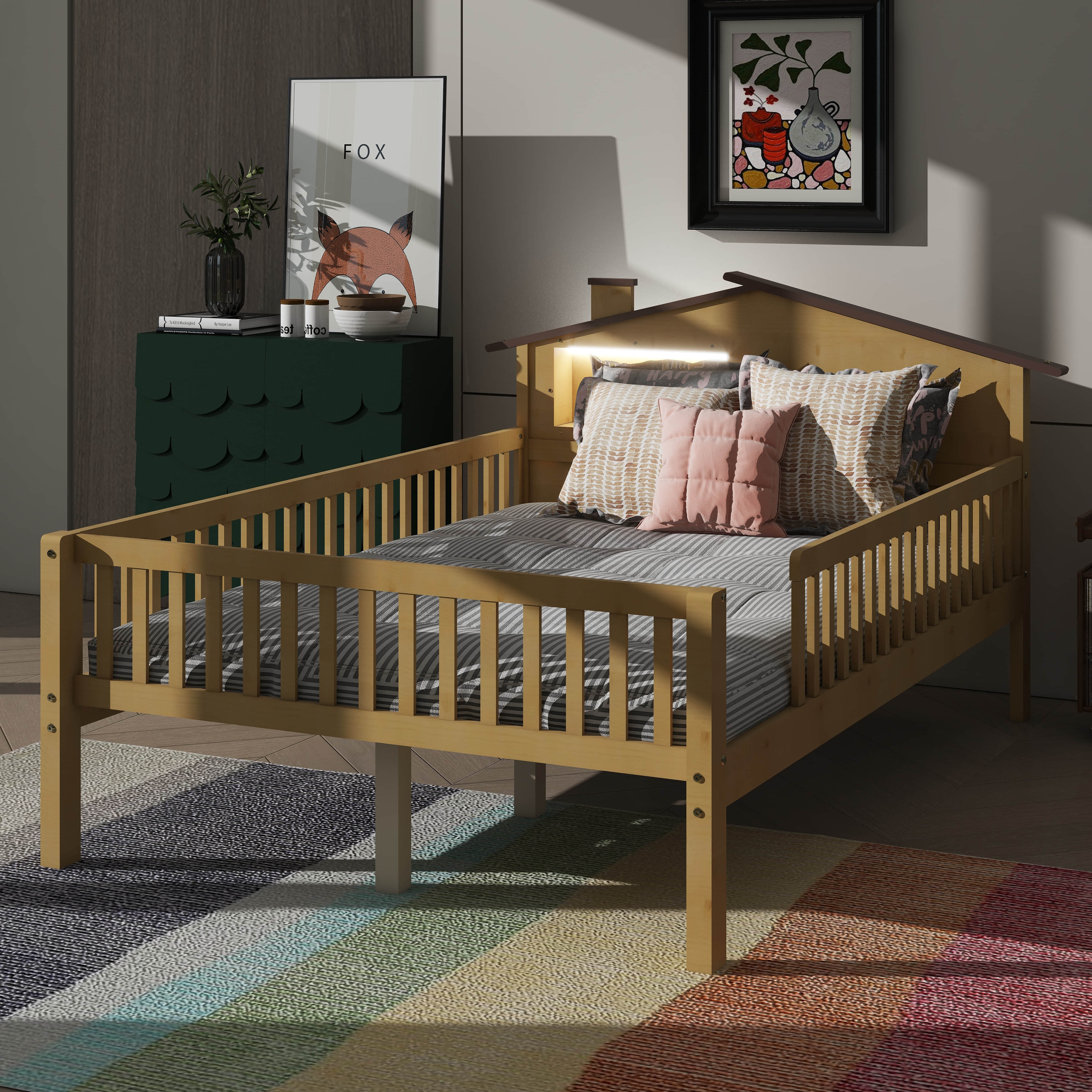 Ophelia & Co. Full Size Platform Bed Featuring House-Shaped Headboard ...