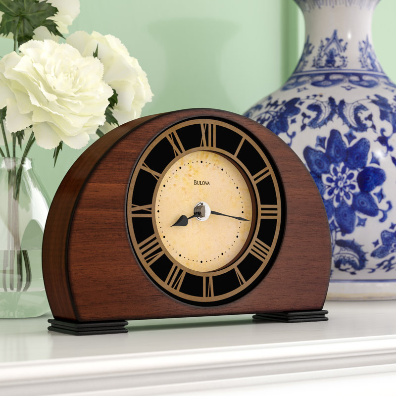 Alcott Hill® Analog Tabletop Clock in Dark Wood & Reviews | Wayfair