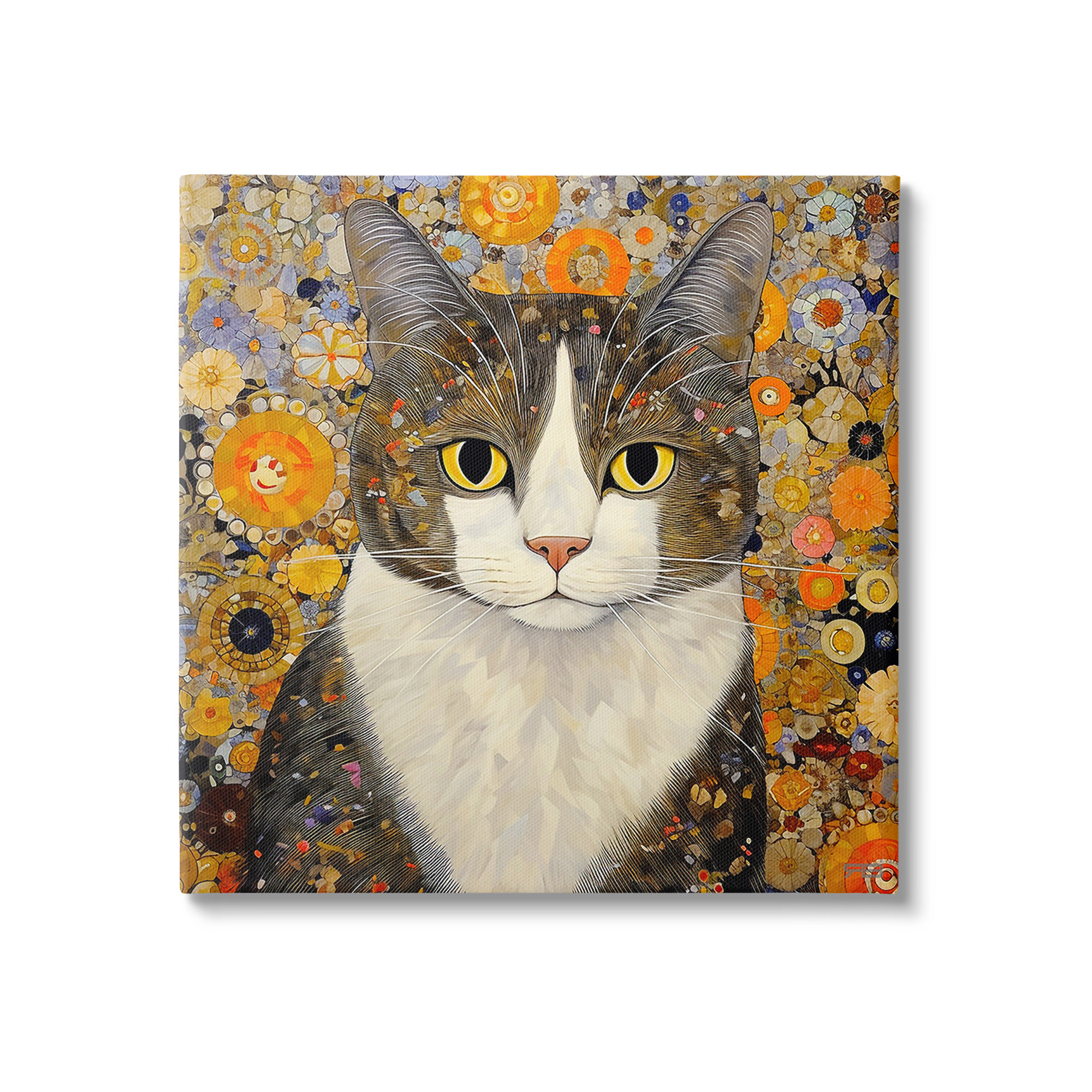 Winston Porter " Mosaic Pattered Cat " by RB on Canvas | Wayfair