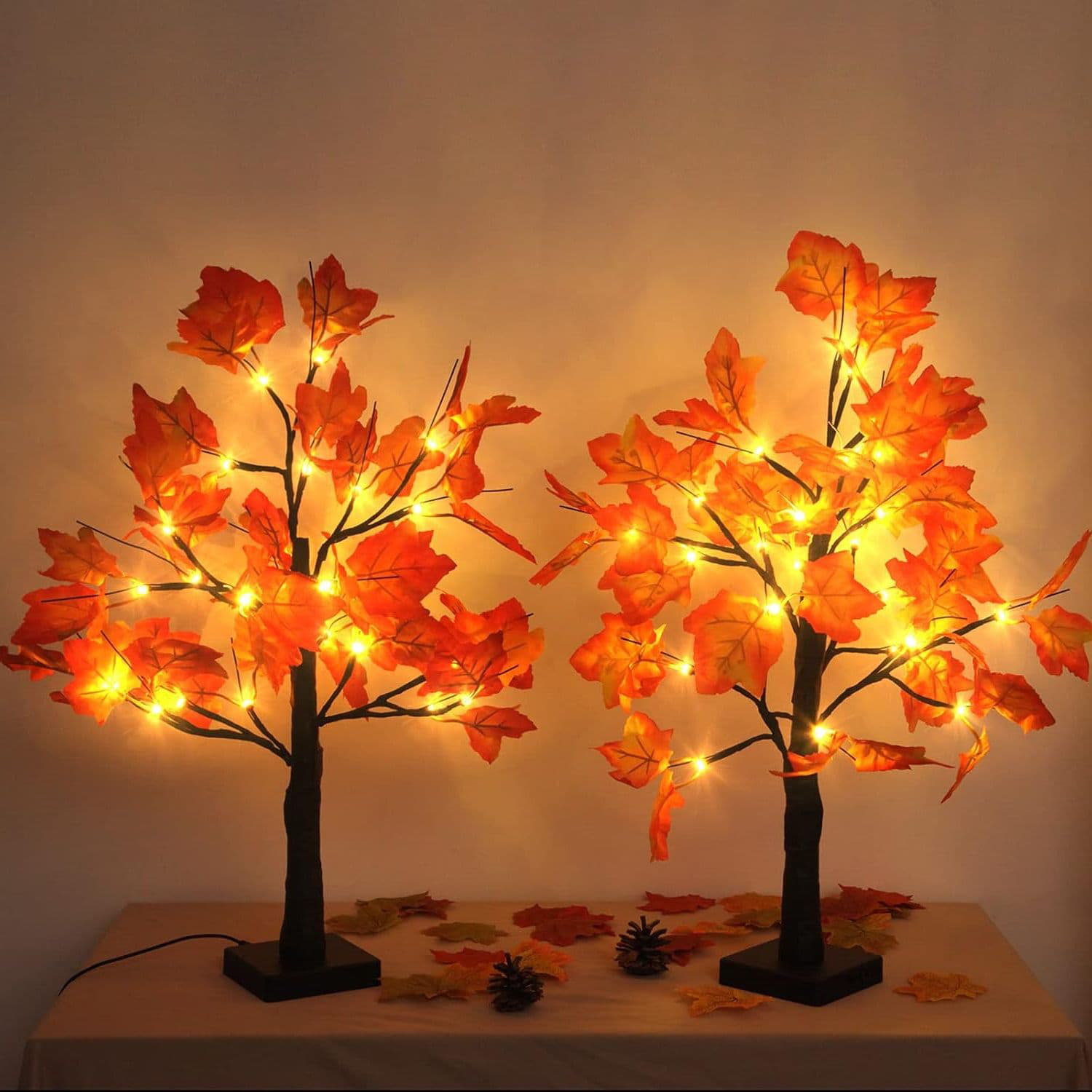 The Holiday Aisle® 2 Pack Fall Lighted Maple Trees: 48 LEDs for ...