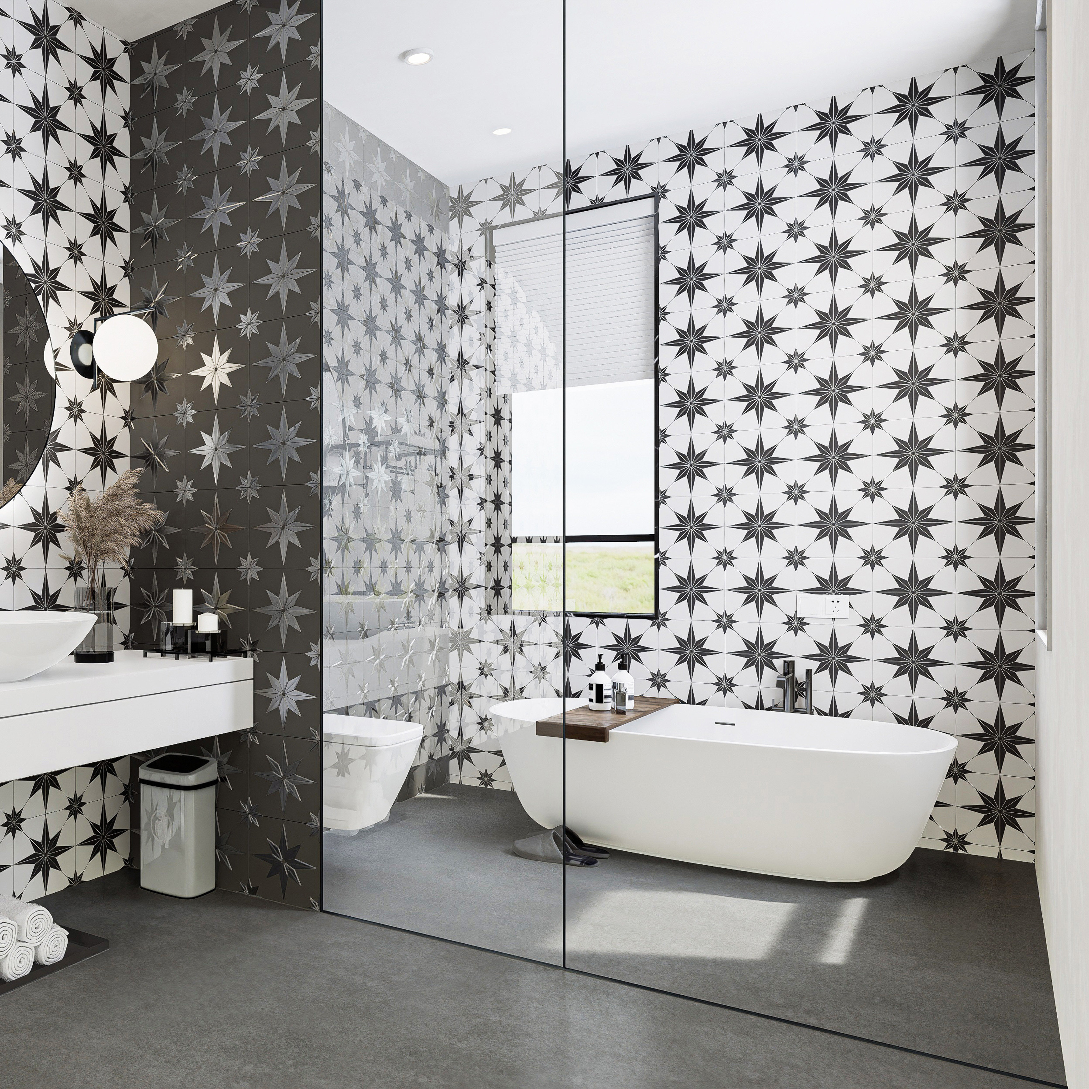 Merola Tile Stella 10" x 10" Porcelain Patterned Wall & Floor Tile ...