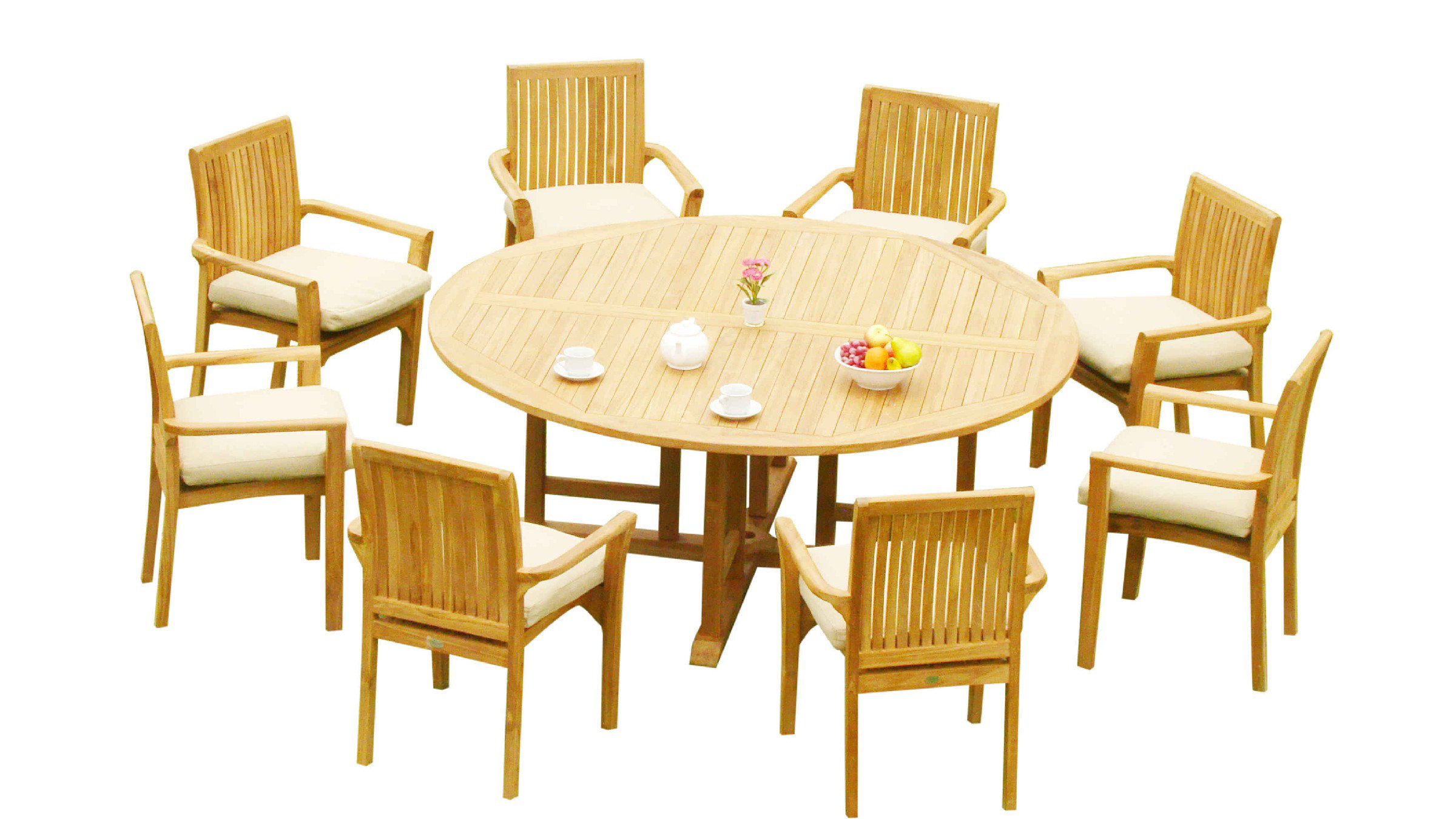 Teak Smith 10 Seats 11 Pcs Grade-A Teak Wood Dining Set: 72" Round ...