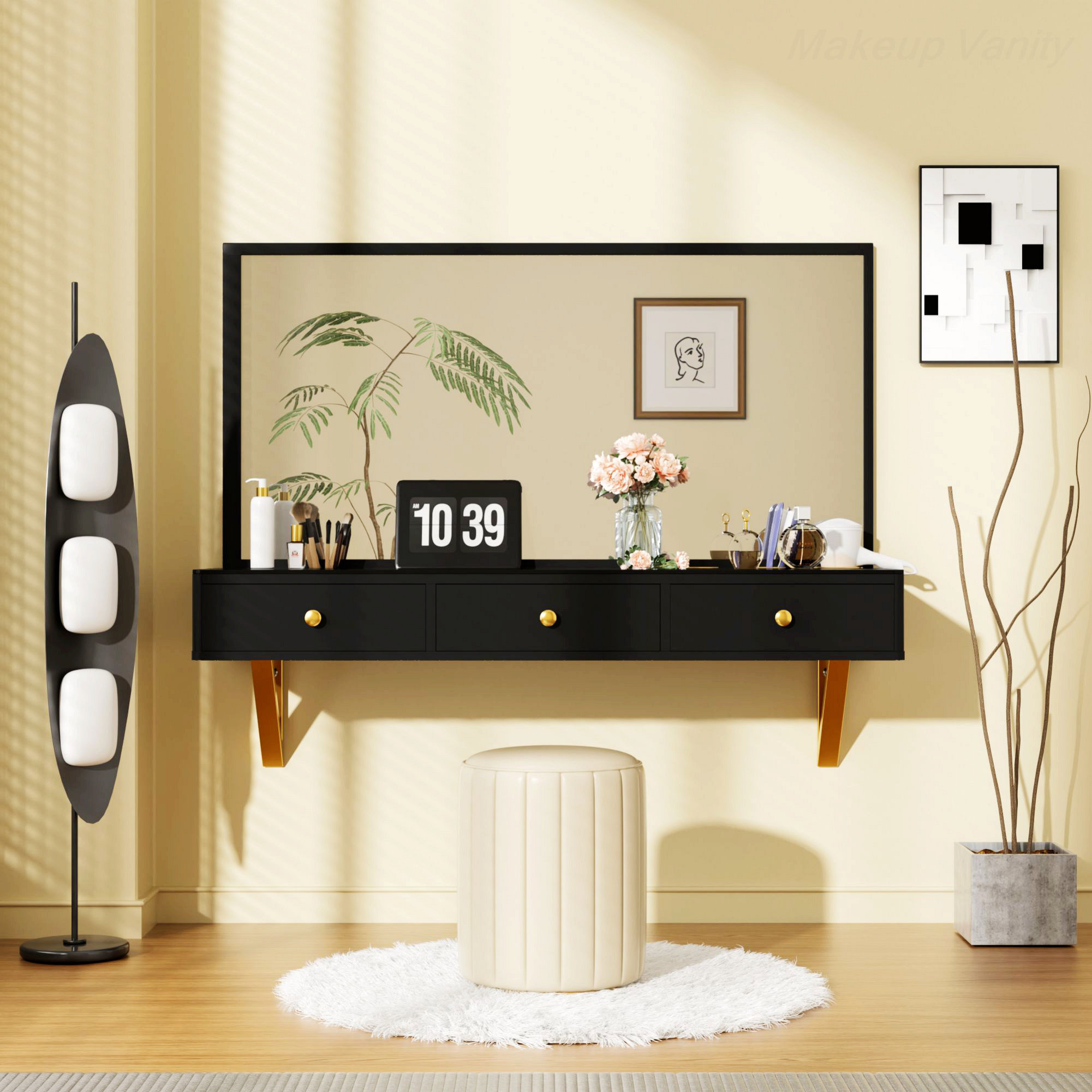 Mercer41 Wall-Mounted Vanity Table, Mounted Desk, Floating Table For ...