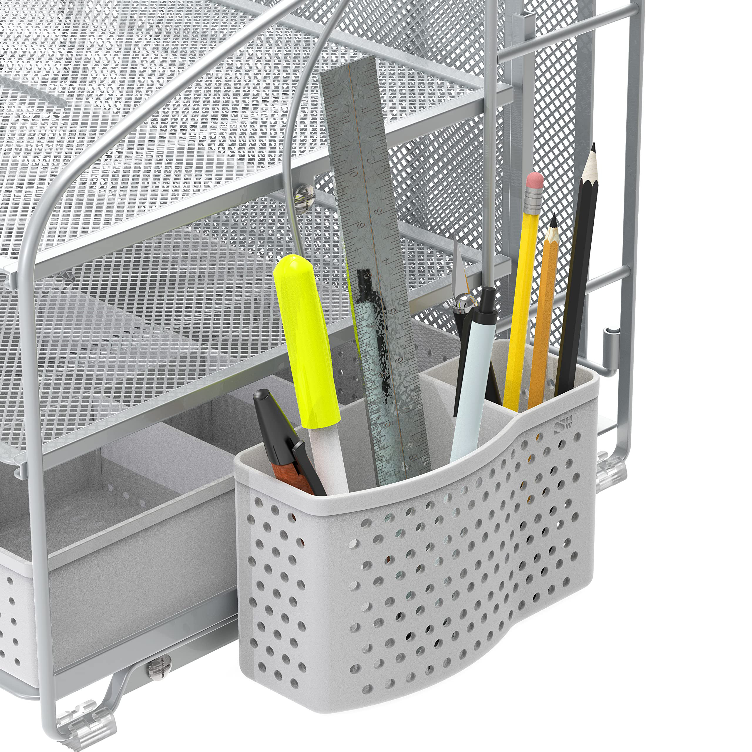 Latitude Run® 3-Tier Desk Organizer With Sliding Drawer, Hanging File ...