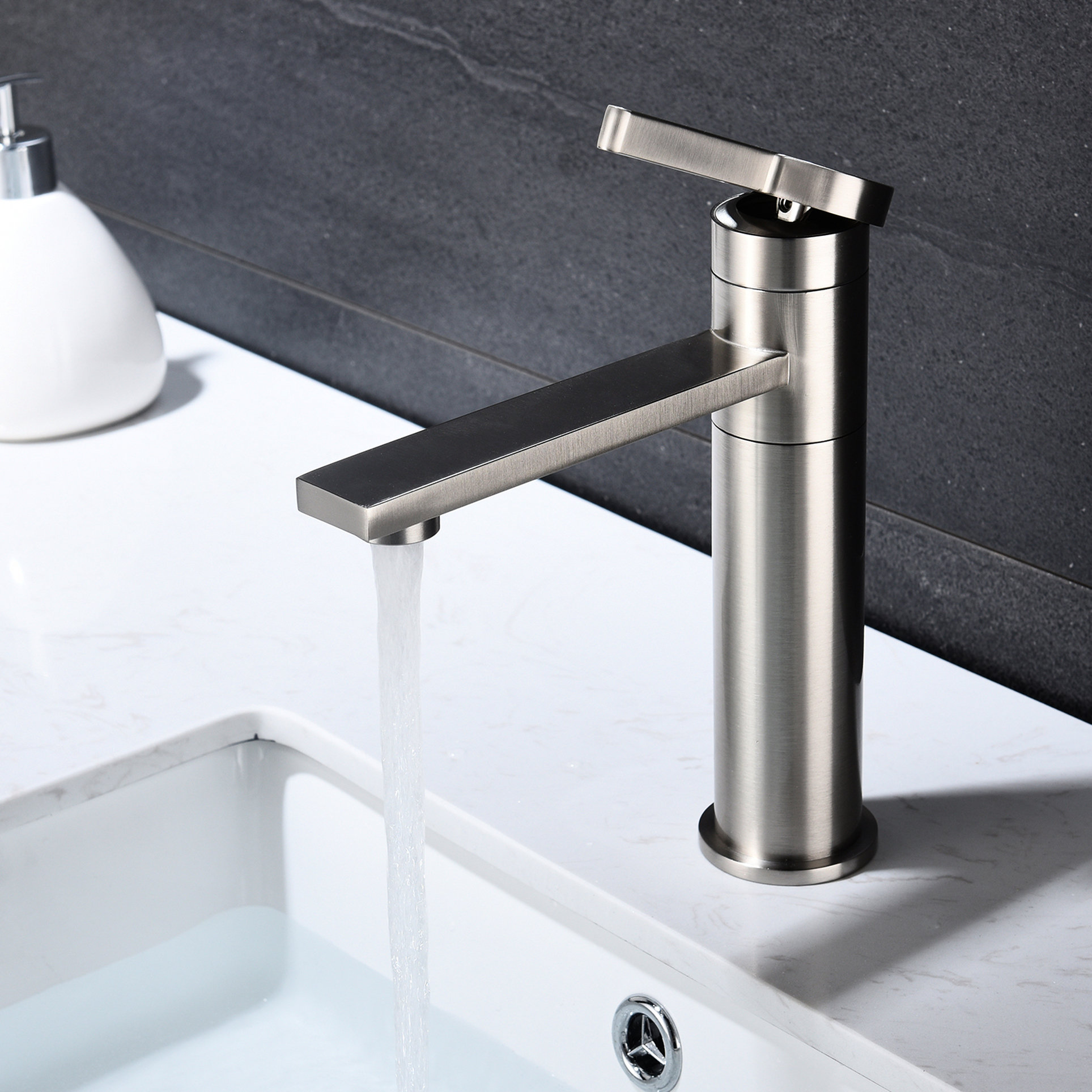 TUOXIN Brushed Nickel Faucet For Basin - Single Handle, Stainless Steel ...