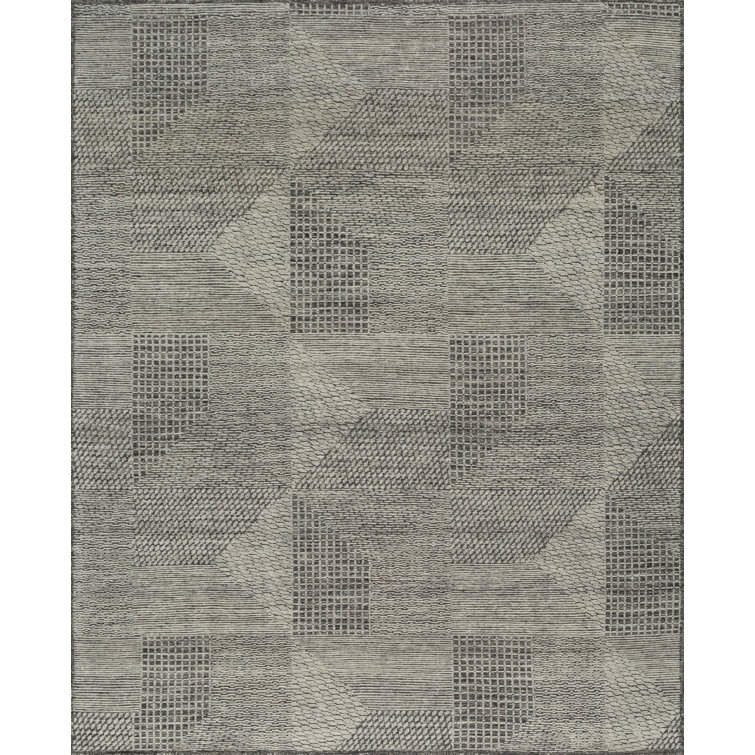 Stark Geometric Wool Gray Area Rug & Reviews | Perigold