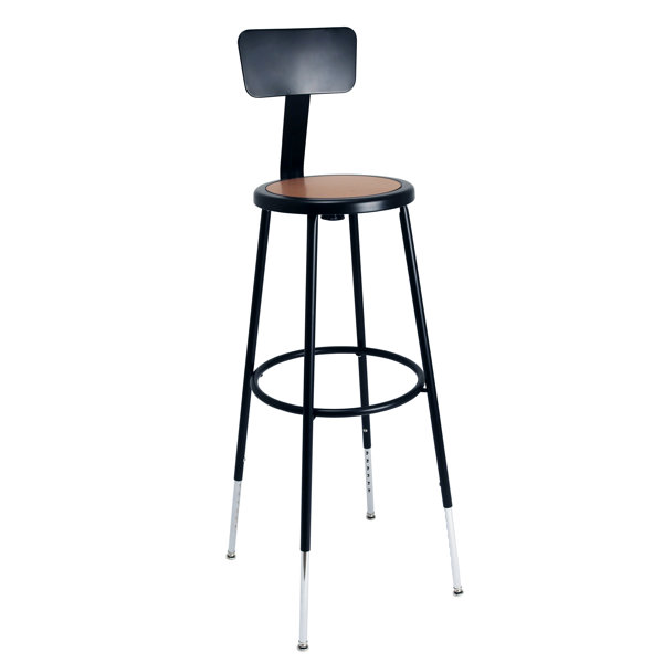 Hampden Furnishings Felix Height Adjustable Steel Stool with Backrest ...