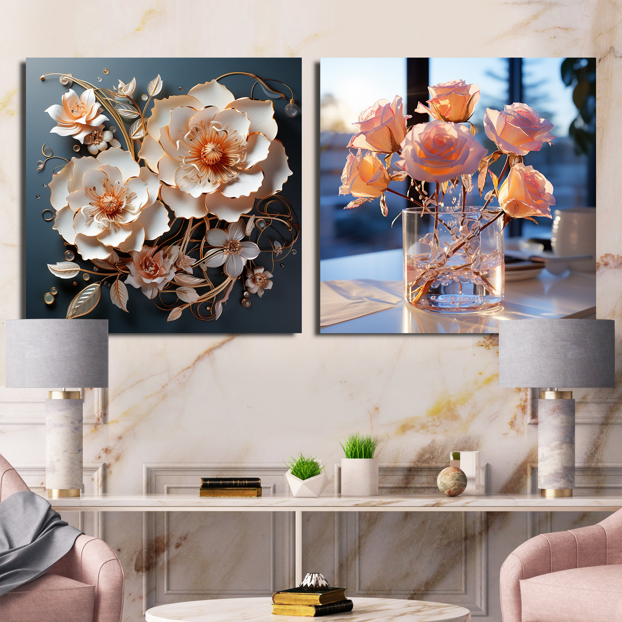 Winston Porter Modern White Roses Transparent Romance - Floral Square ...