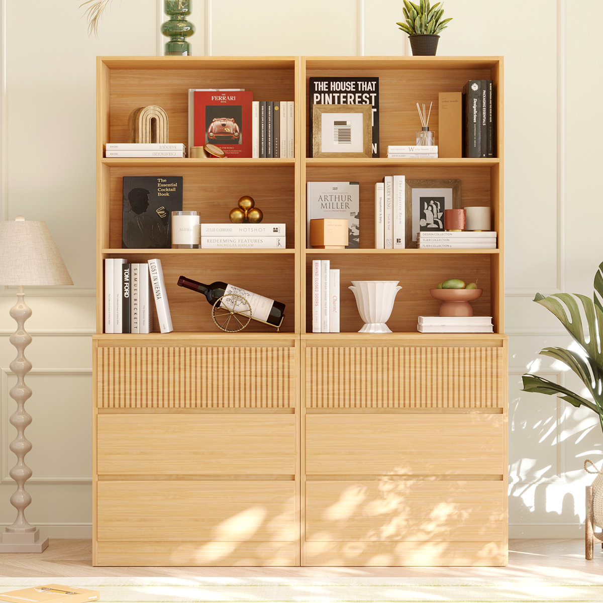 Latitude Run® Branigans 71” Wood Book Cabinet Storage Bookcase With 3 ...