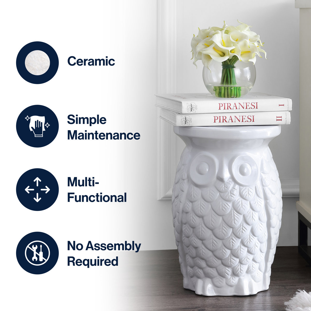 Millwood Pines Middlet Owl Ceramic Garden Stool & Reviews | Wayfair