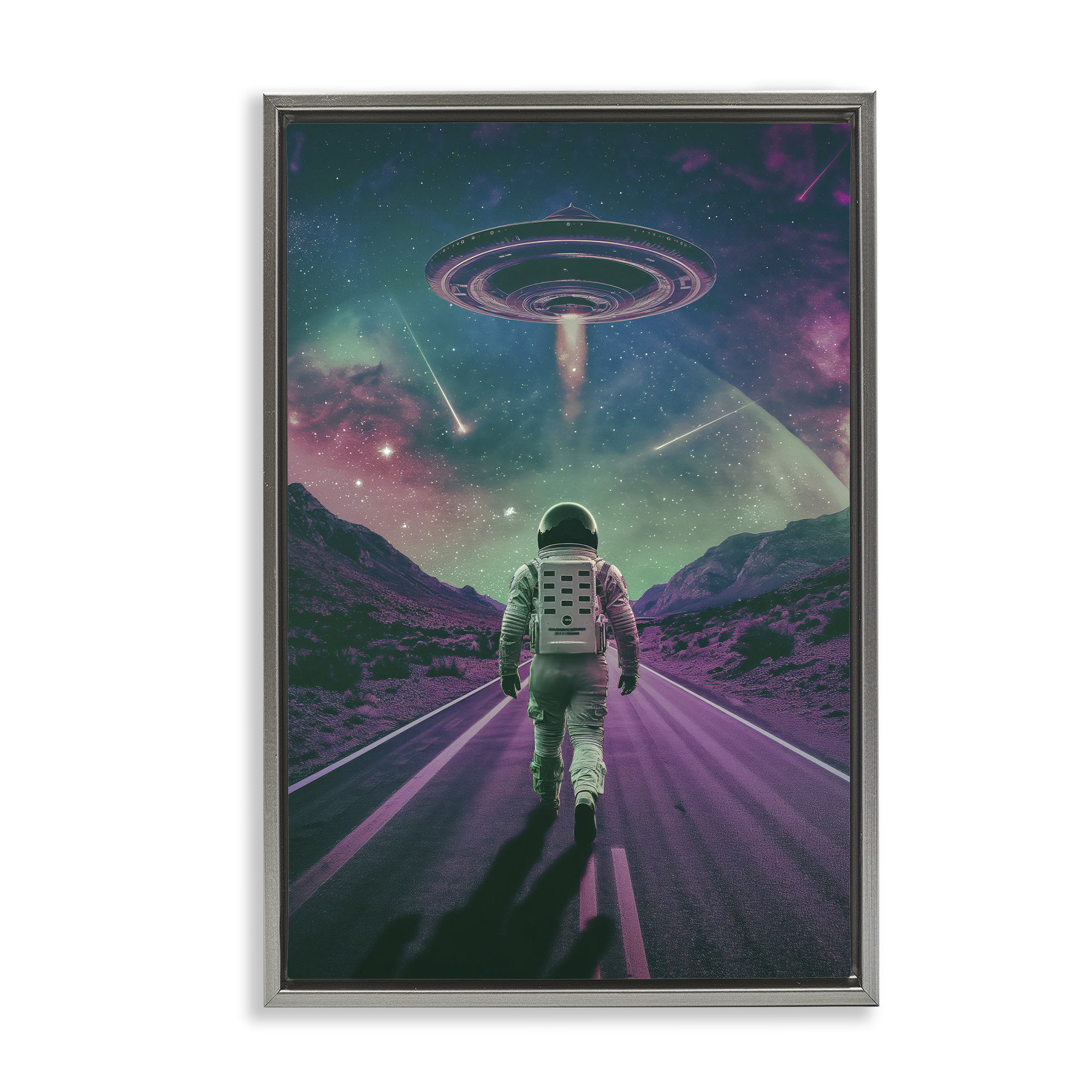 George Oliver Alien Spaceship over Astronaut Floating Frame, design by ...