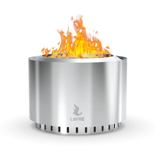 LAVRE 16.34'' H x 22'' W Stainless Steel Low Smoke Fire Pit, Outdoor ...