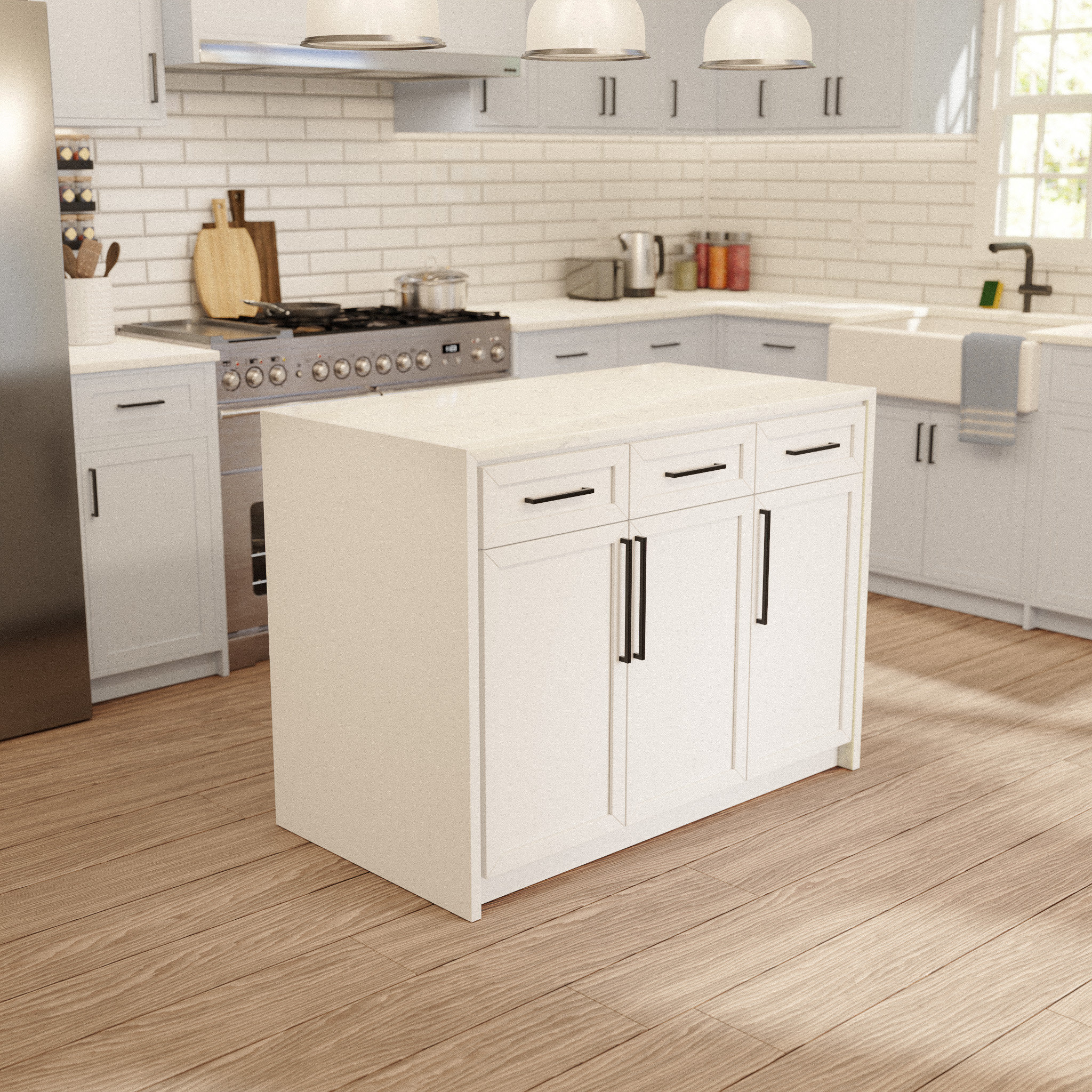 Lark Manor™ Aleata Kitchen Island with Engineered Marble Top & Reviews ...