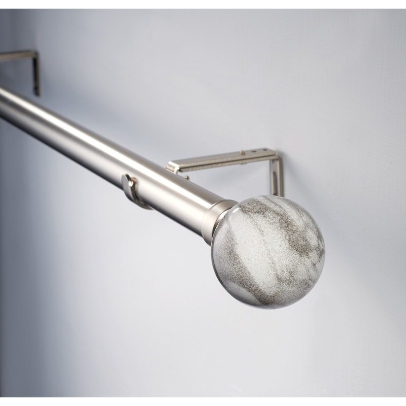 Linen Avenue Grey Marble Double Window Curtain Rod Set, Brushed Nickel ...