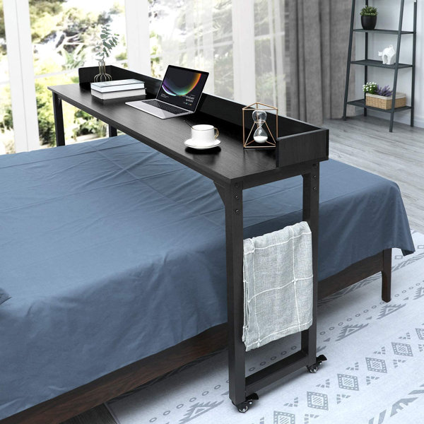 Inbox Zero Dakera 70.8'' W Overbed Table with Wheels, Rolling Bed Desk ...
