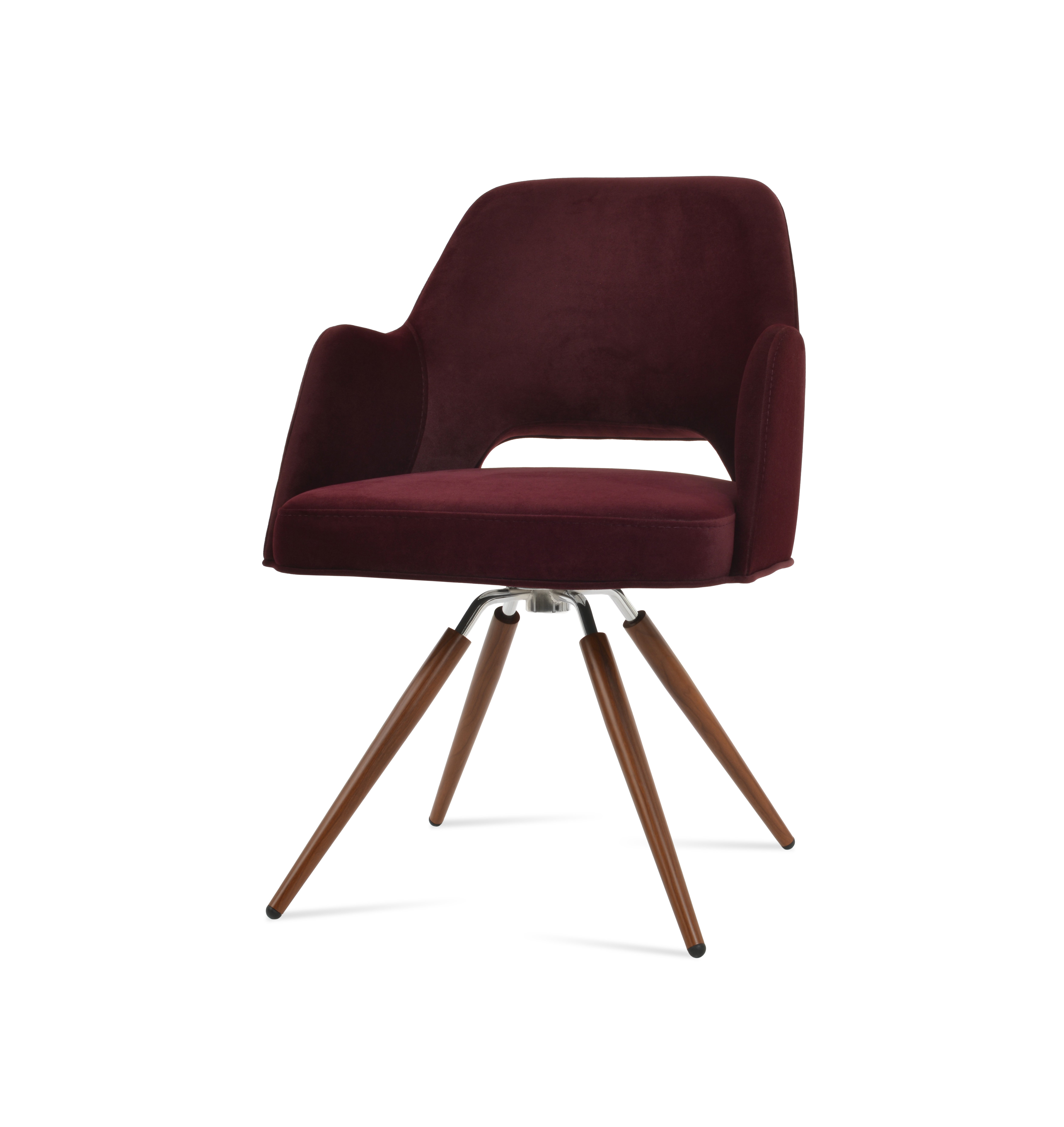 sohoConcept Marash Arm Carrot Swivel Dining Chair in Cherry Velvet ...