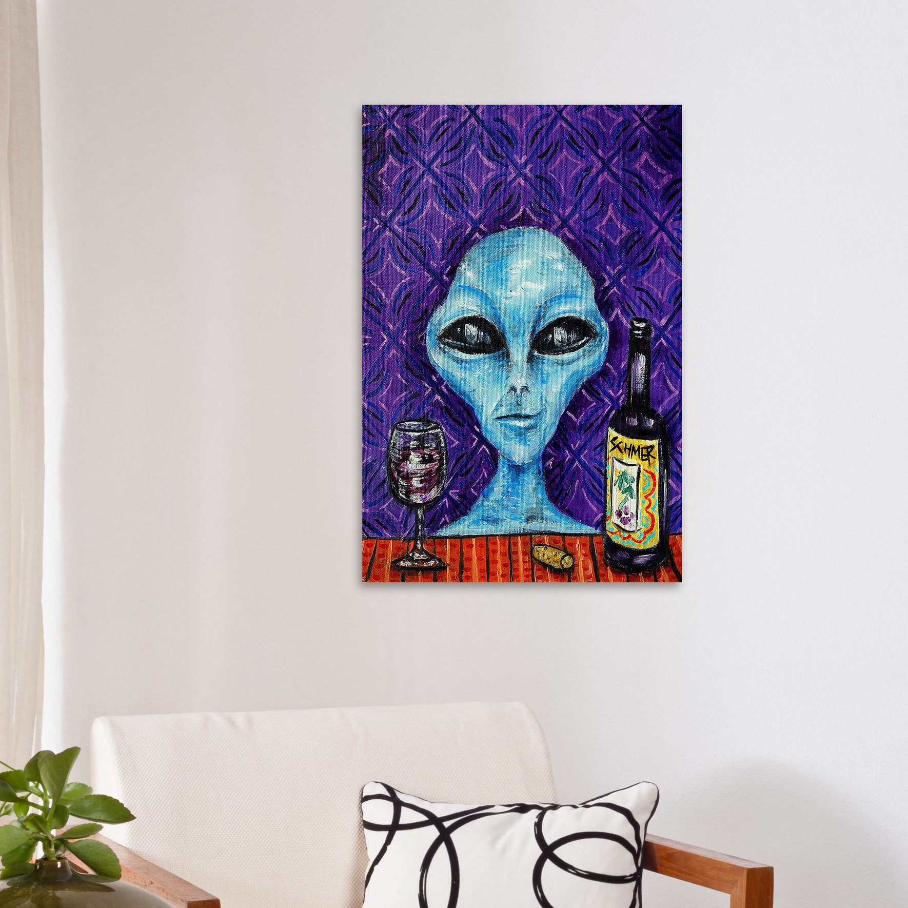 Latitude Run® Alien Wine by Jay Schmetz - Print on Canvas | Wayfair