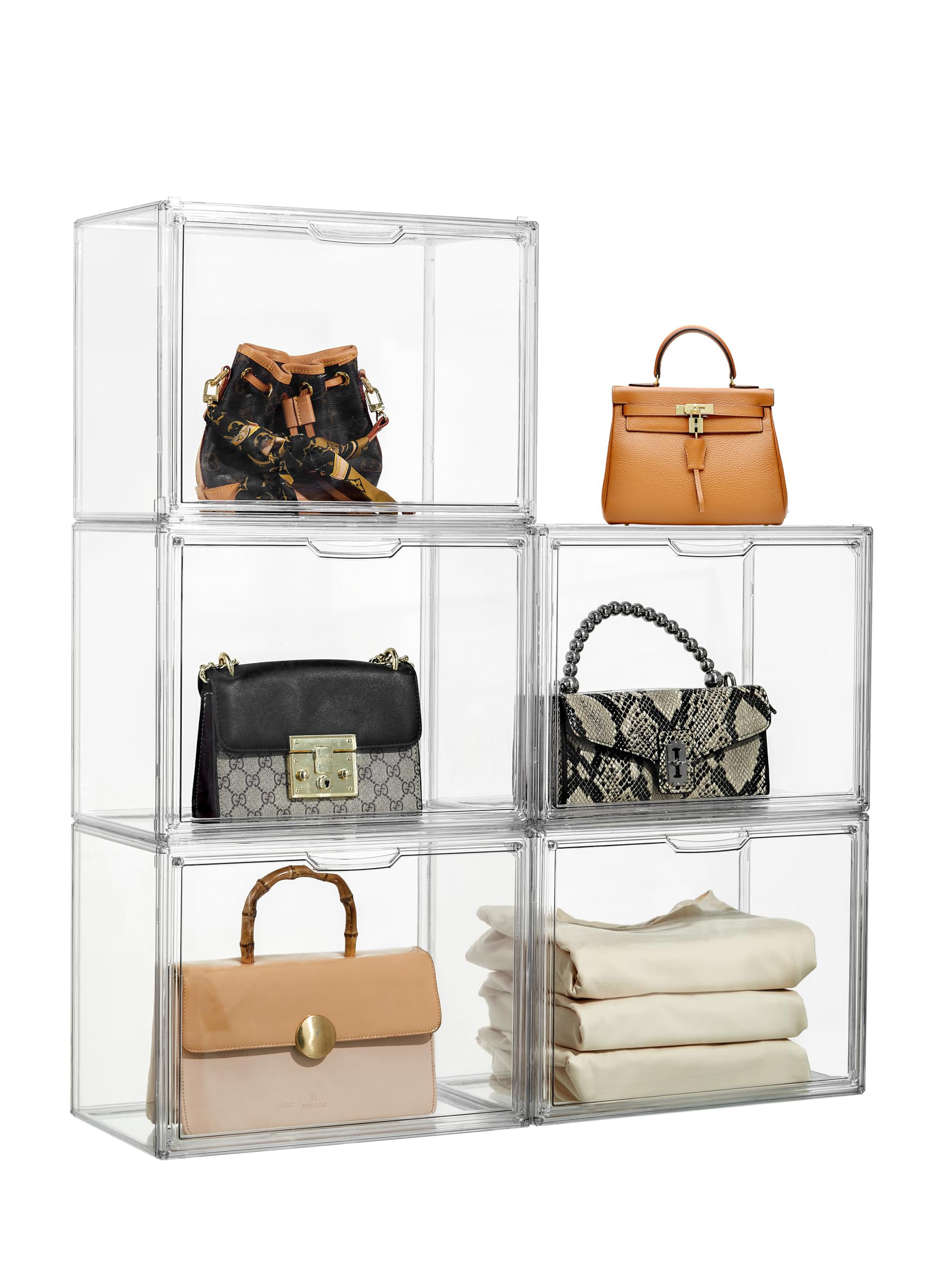 Latitude Run® Purse Organizer For Closet, 5 Pack Clear Acrylic Display ...