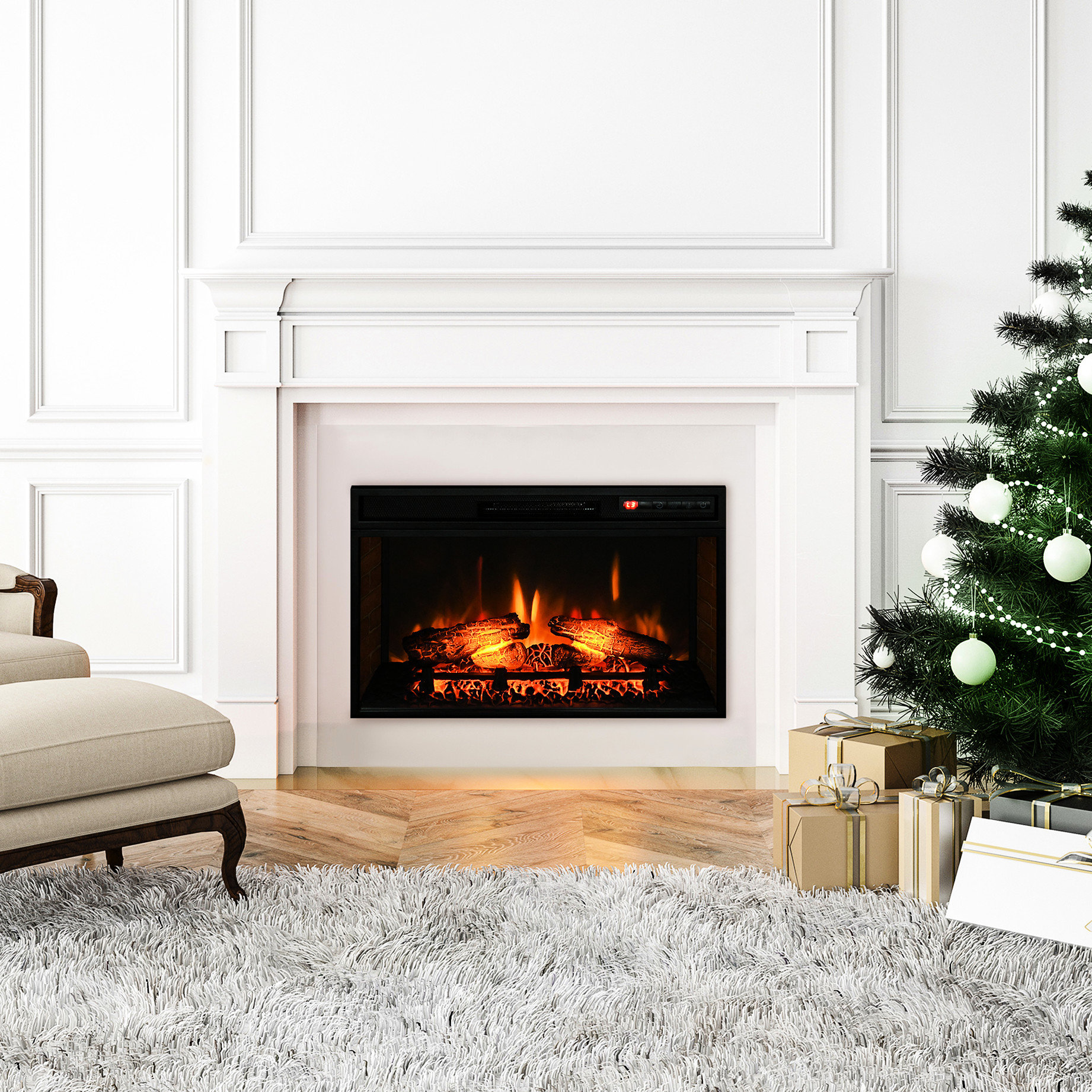 One Allium Way® Electric Fireplace Heater 27", 1400W, Black, Generates ...