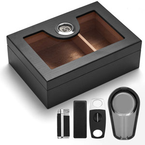 Lark Manor™ Cigar Humidor Box for 25 Cigars with Digital Hygrometer ...