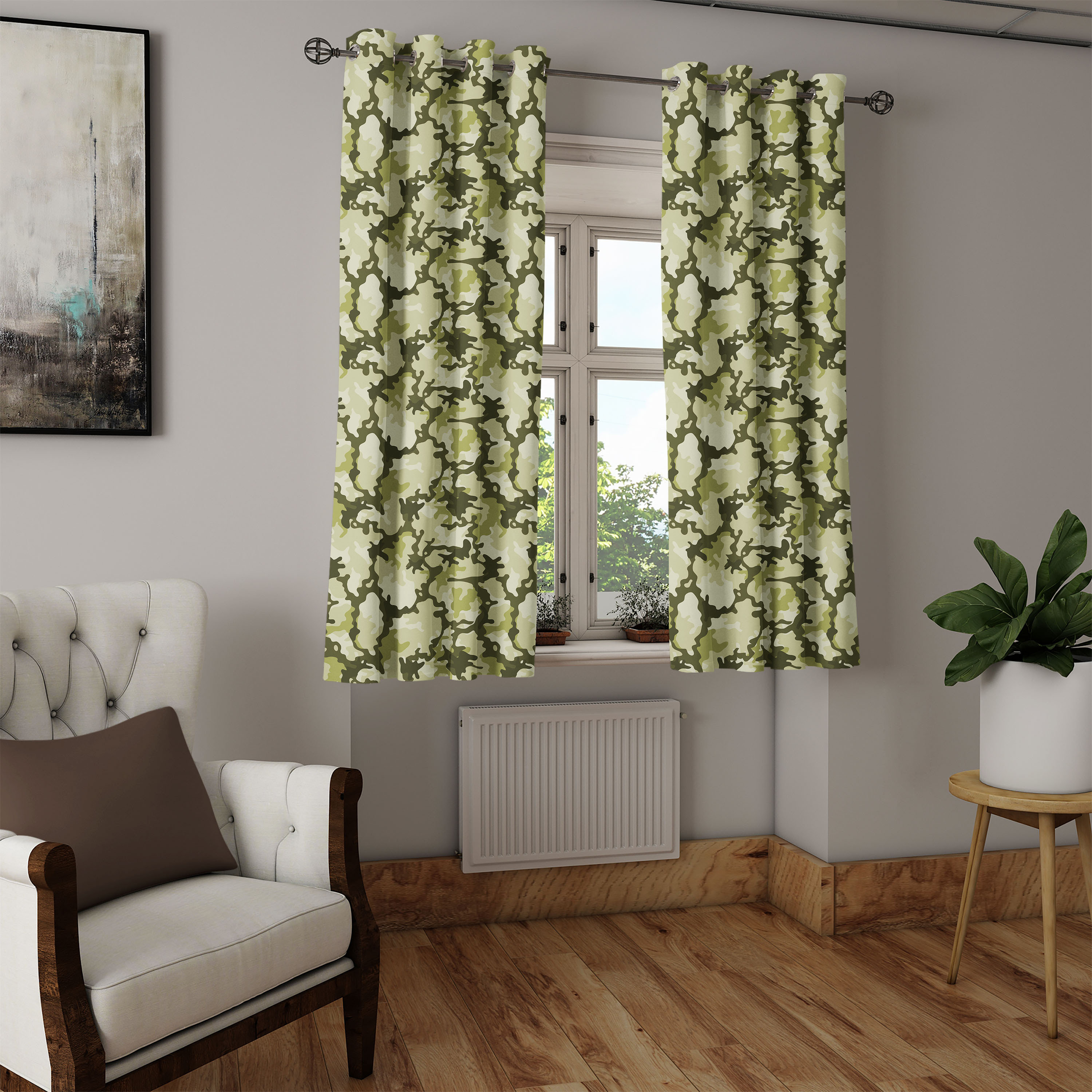 Latitude Run® Green Grommet Curtain Decorative 2-Panel Window Drapes ...