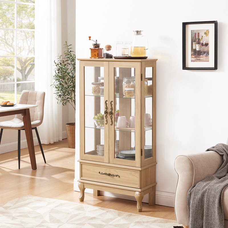 Siscar Lands Curio Display Cabinet With Adjustable Glass Shelves - Wayfair Canada