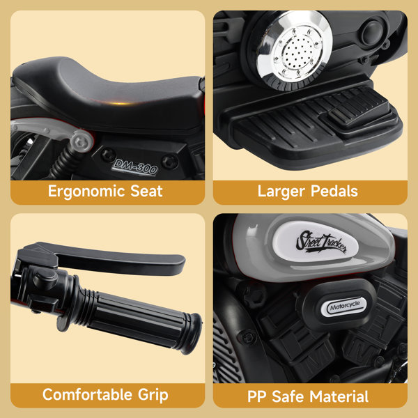 Topteng Motorized Kids Ride On Motorcycle, 6V 4 Ah Battery Powered Kids ...