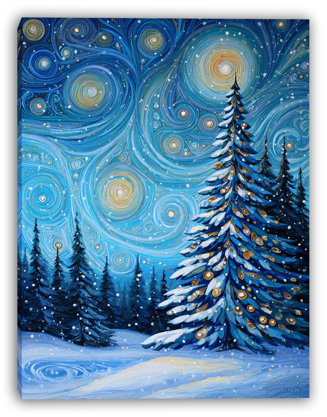 Winston Porter Starry Sky Winter Pines Wrapped Canvas Wall Art | Wayfair