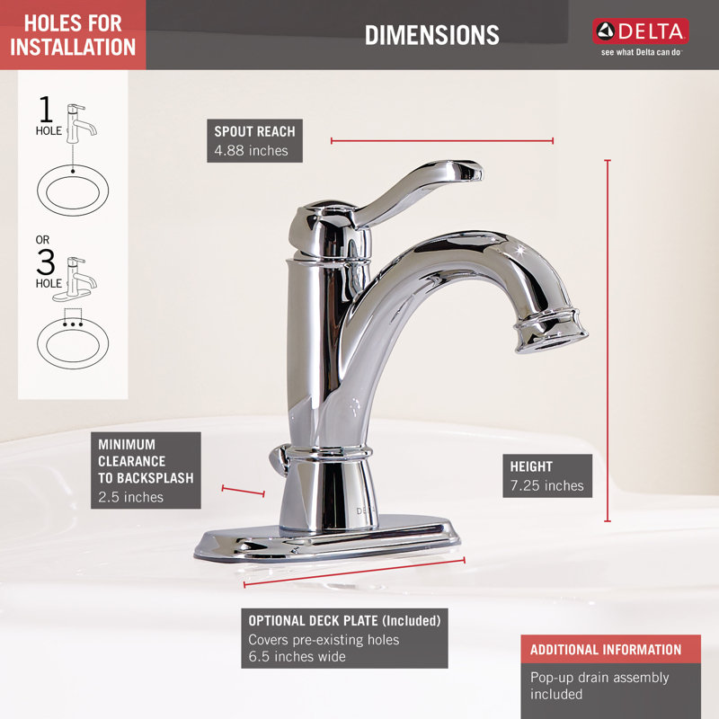 Delta Porter Single Hole Bathroom Faucet with Drain Assembly & Reviews ...