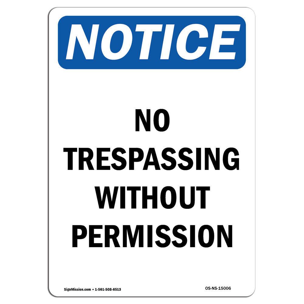 SignMission No Trespassing Without Permission Sign | Wayfair
