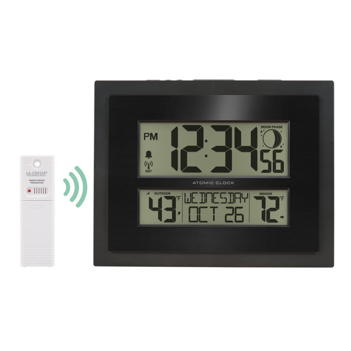 Ebern Designs Danaisa Atomic Digital Clock with Outdoor Temperature and ...