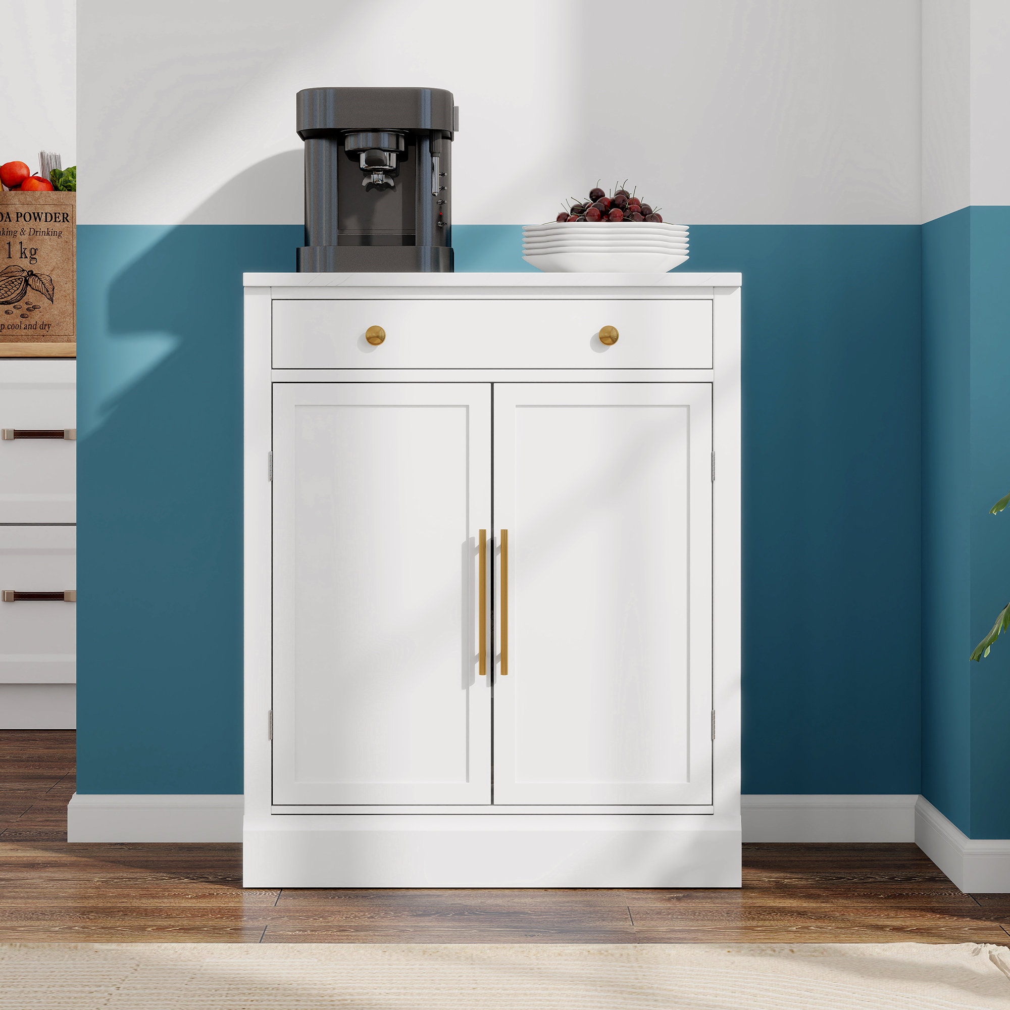 Winston Porter Modern Kitchen Pantry Buffet Cabinet with Drawer ...