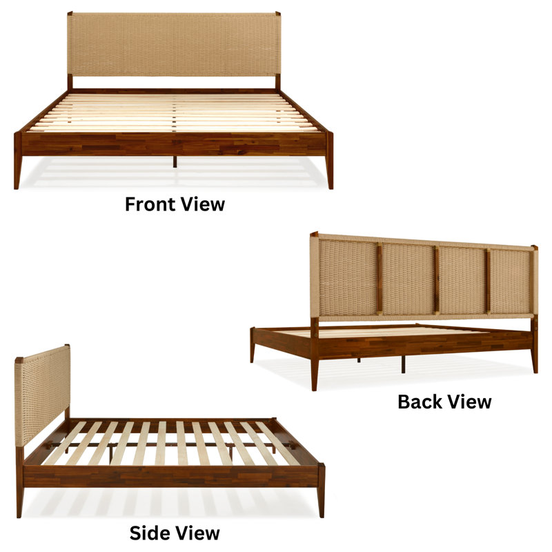 George Oliver Selina Solid Wood Platform Bed with Headboard, Bohemian ...