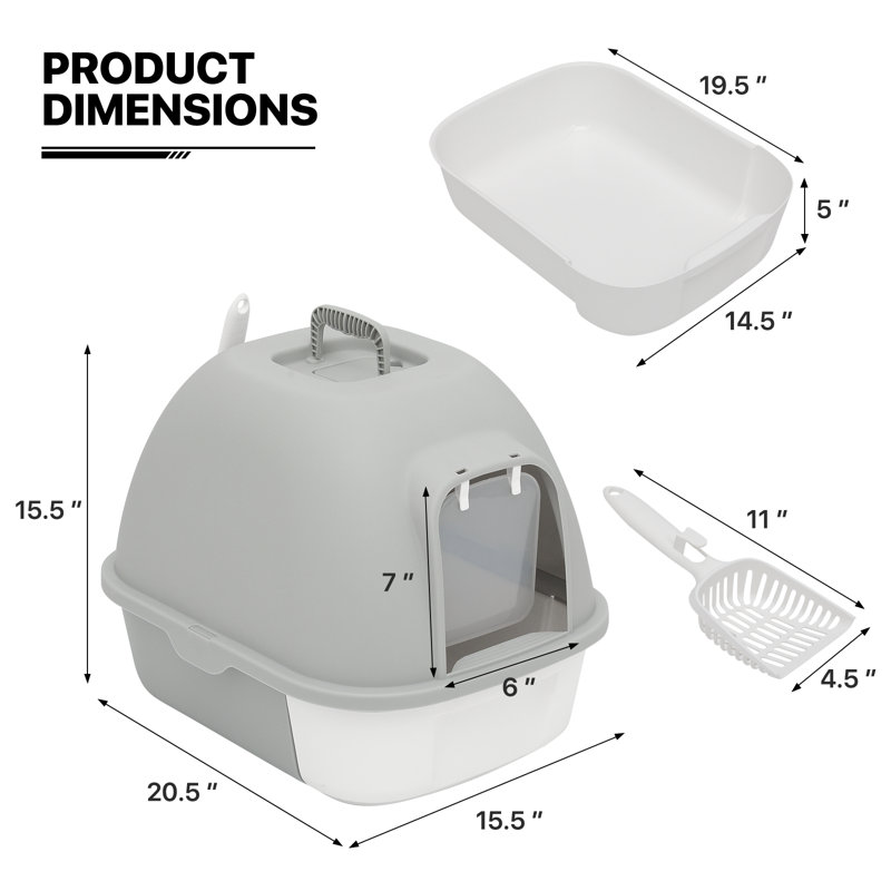 Tucker Murphy Pet™ Enclosed Plastic Cat Litter Box Tray Anti-Splashing ...