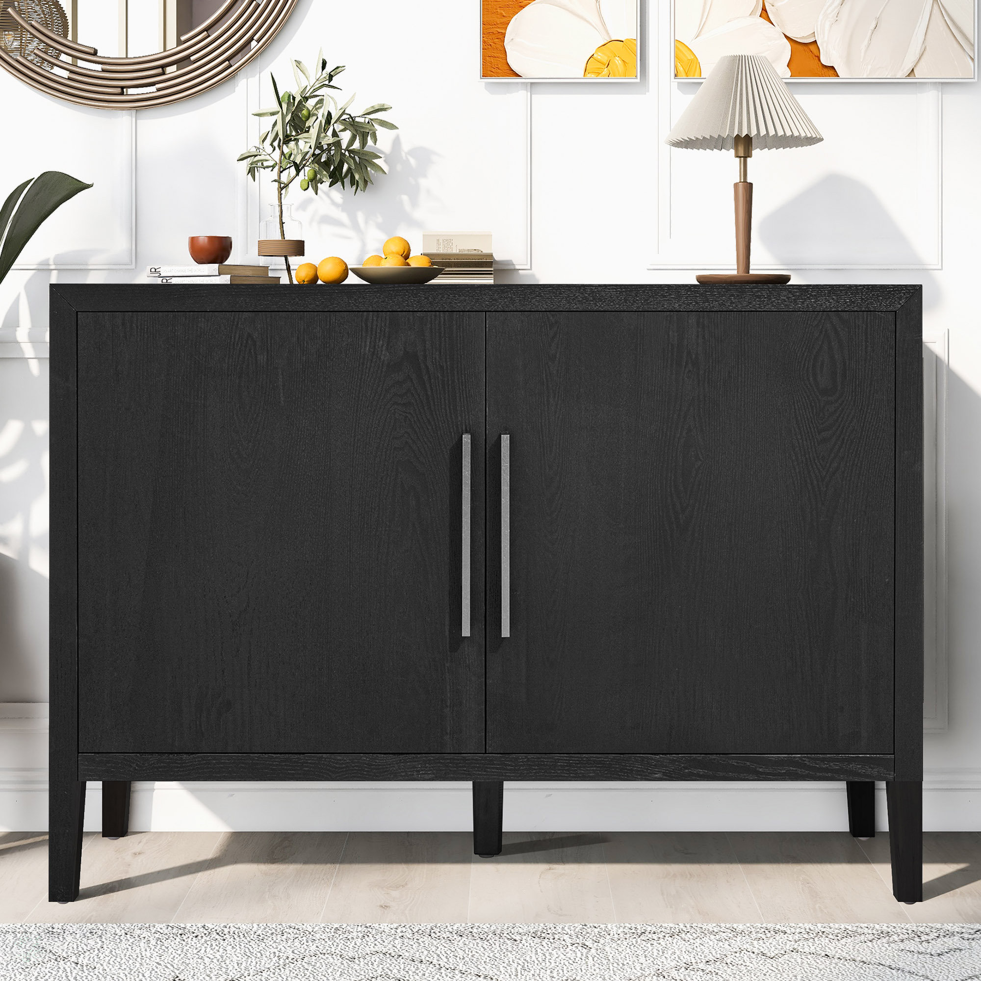 Ebern Designs U-Style Storage Cabinet Sideboard Wooden Cabinet With 2 ...