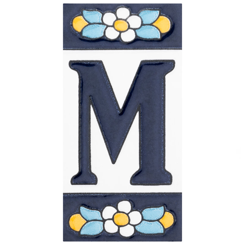 Merola Tile Sevillano Flora 2-1/8 in. x 4-3/8 in. Letter M Ceramic ...
