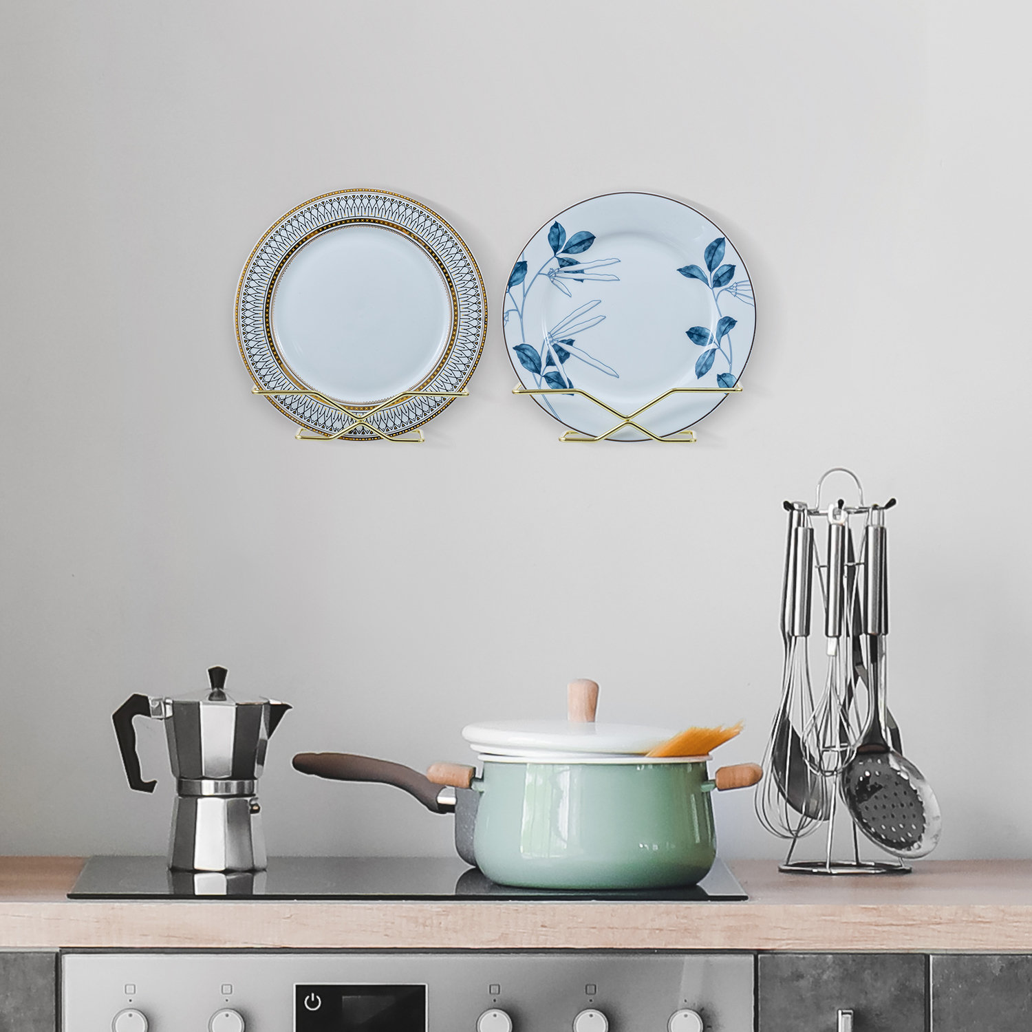 Mercer41 2 Piece Wall Metal Plate Holder Floating Shelves | Wayfair