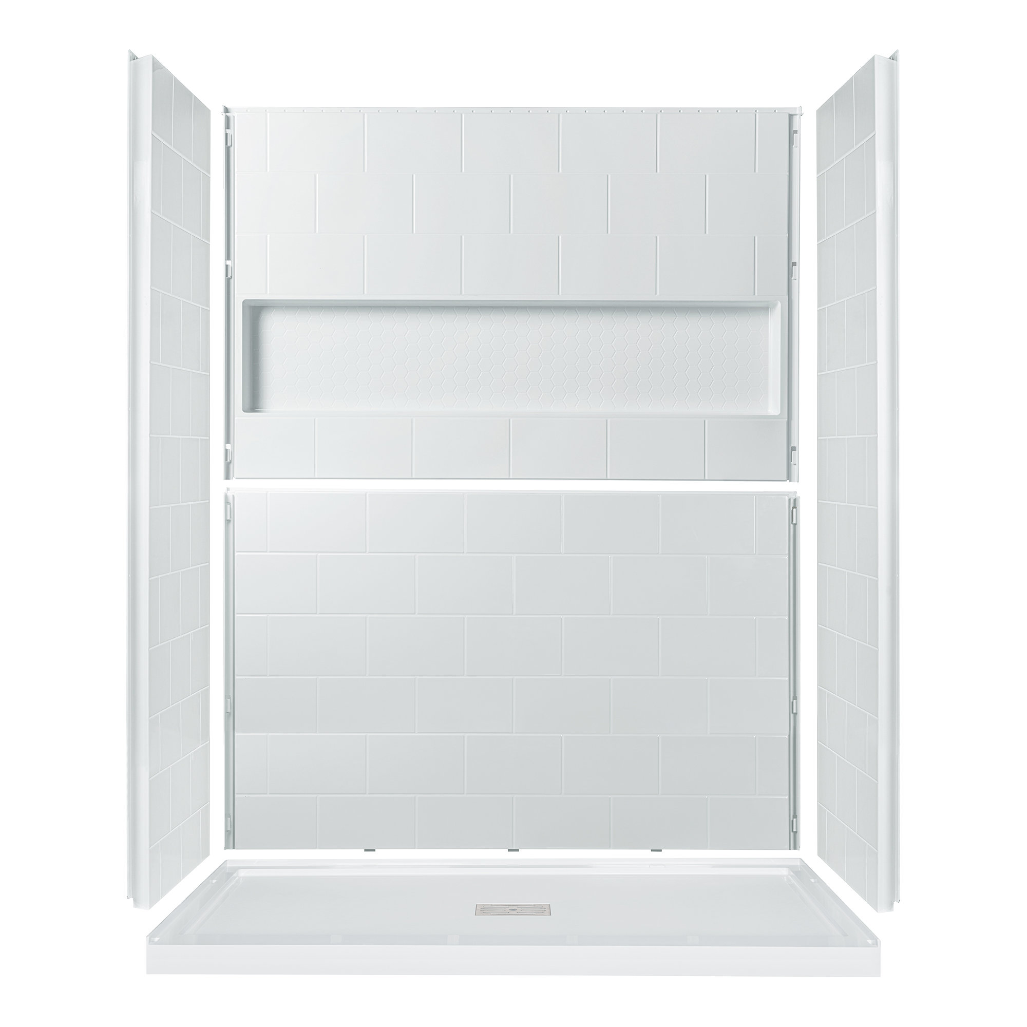 WoodBridge 60"l X 32"w Shower Combo Kits With Glue Up Shower Walls And ...