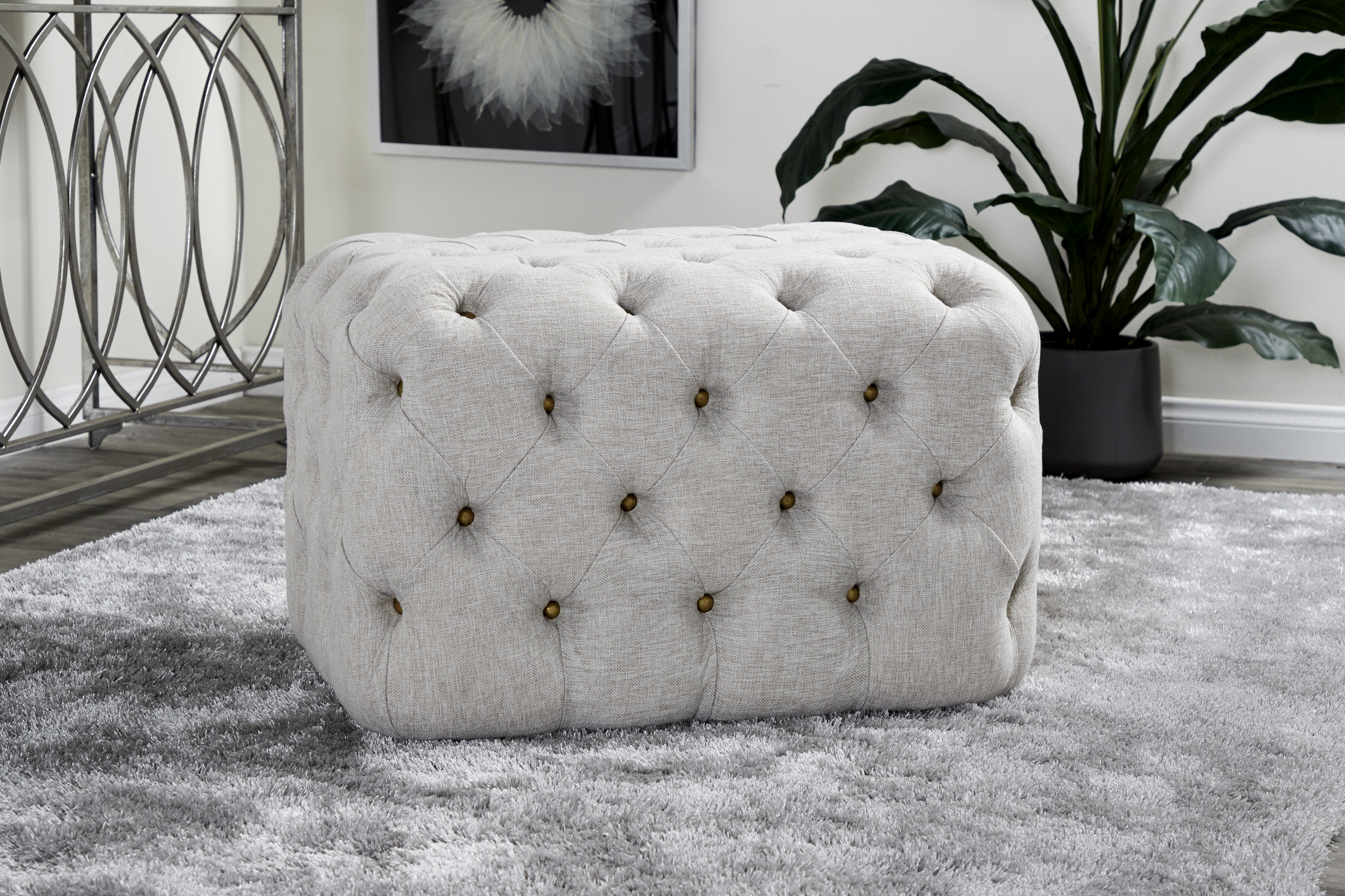 Everly Quinn Lower Vobster 19" Wide Velvet Tufted Rectangle Pouf ...