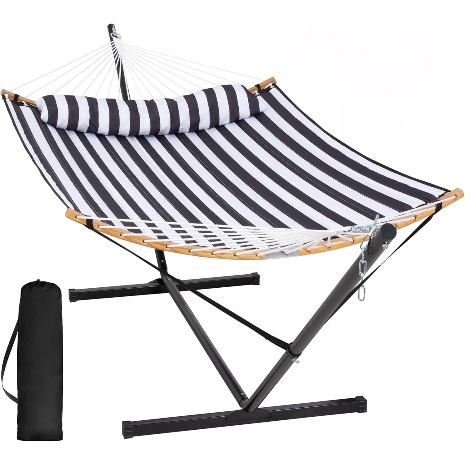 Arlmont & Co. Extra Large Hammock with Stand Included, Double Hammock ...