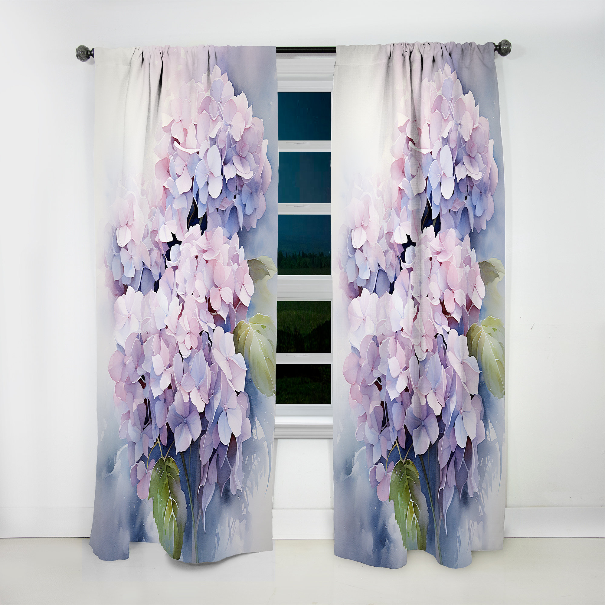 Design Art Purple Hydrangea Graceful Whispers - Hydrangea Curtain ...