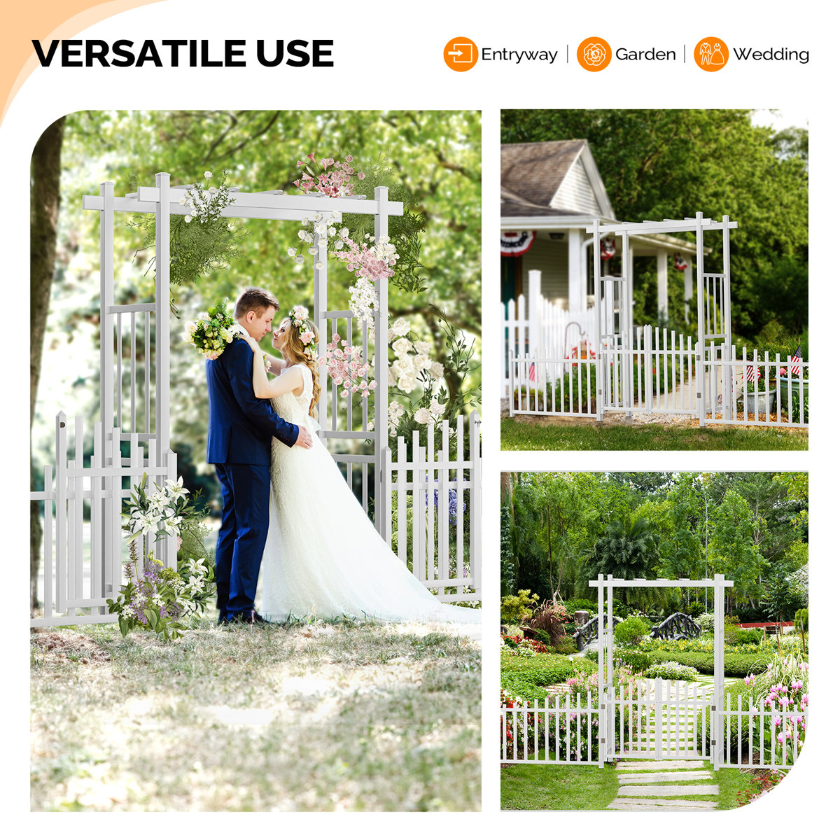 Winado 85 In. Pvc Garden Arbor With Gate And Fence & Reviews | Wayfair