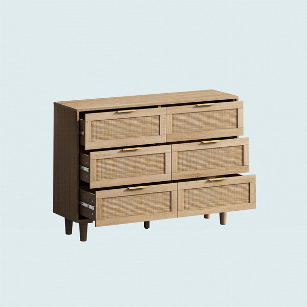 Dakota Fields 43.31" 6-Drawers Storage Cabinet Rattan Drawer | Wayfair