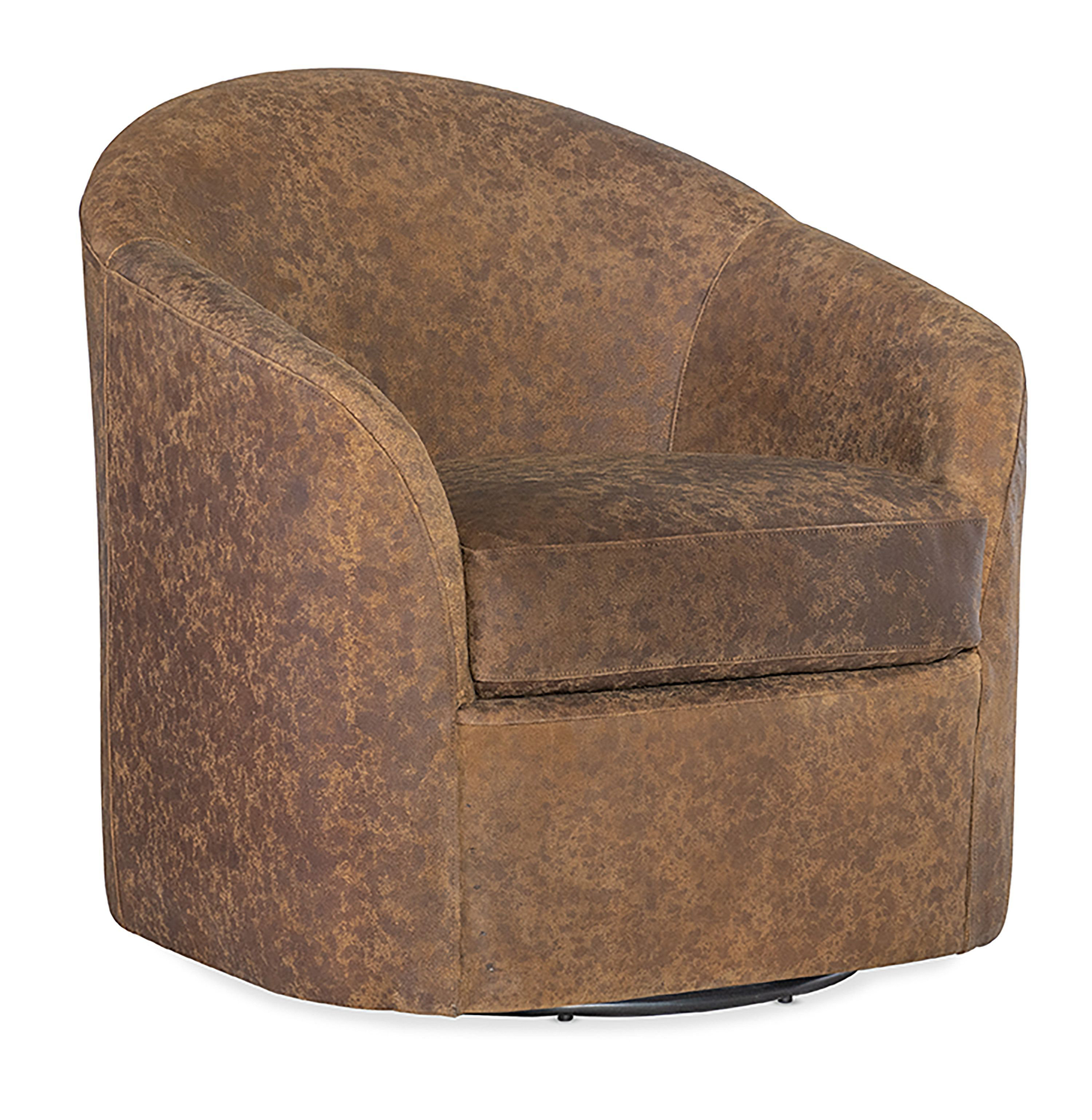 Millwood Pines Varick Leather Swivel Chair, Brown | Wayfair