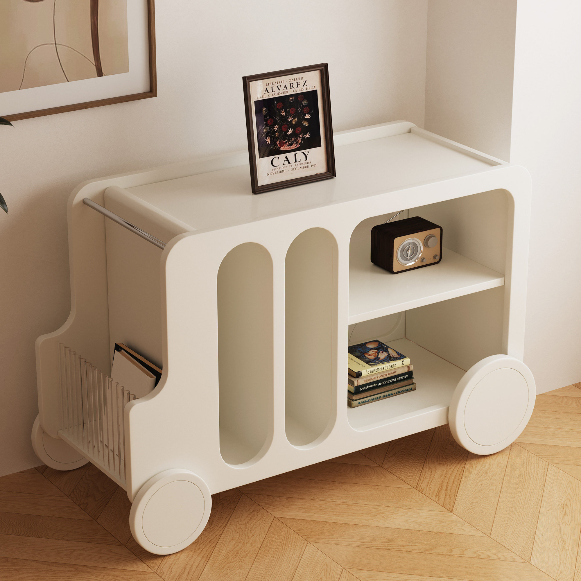 Latitude Run® Mobile Side Table With Wheels, With Storage Side Table ...