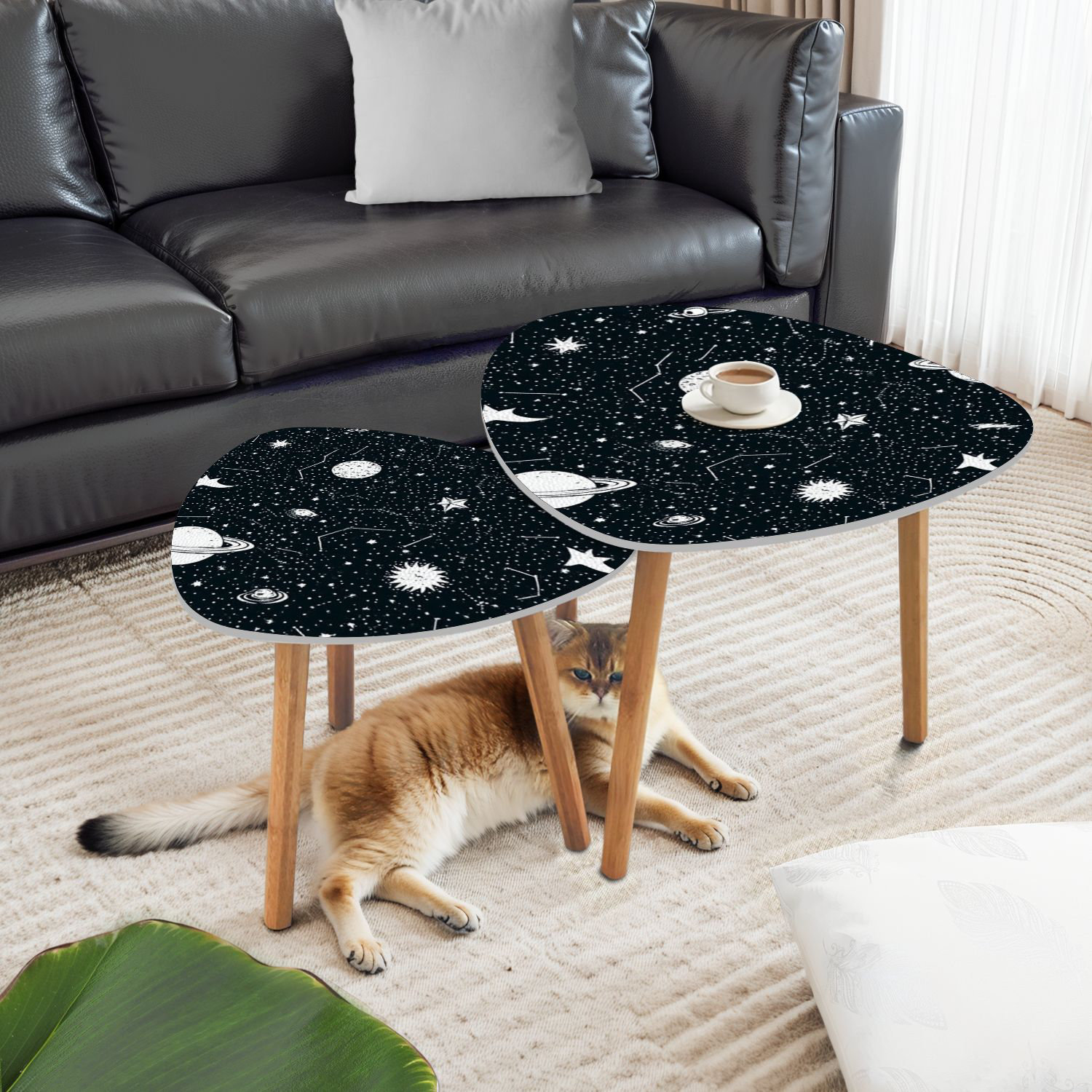 East Urban Home Triangle Nesting Coffee Table Set of 2 space planets ...