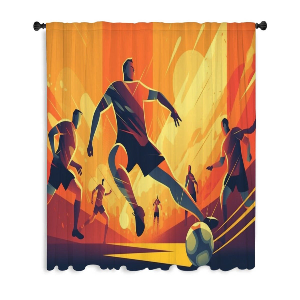 VisionDecor Football Window Curtains, Soccer Blockout & Sheer Curtains ...