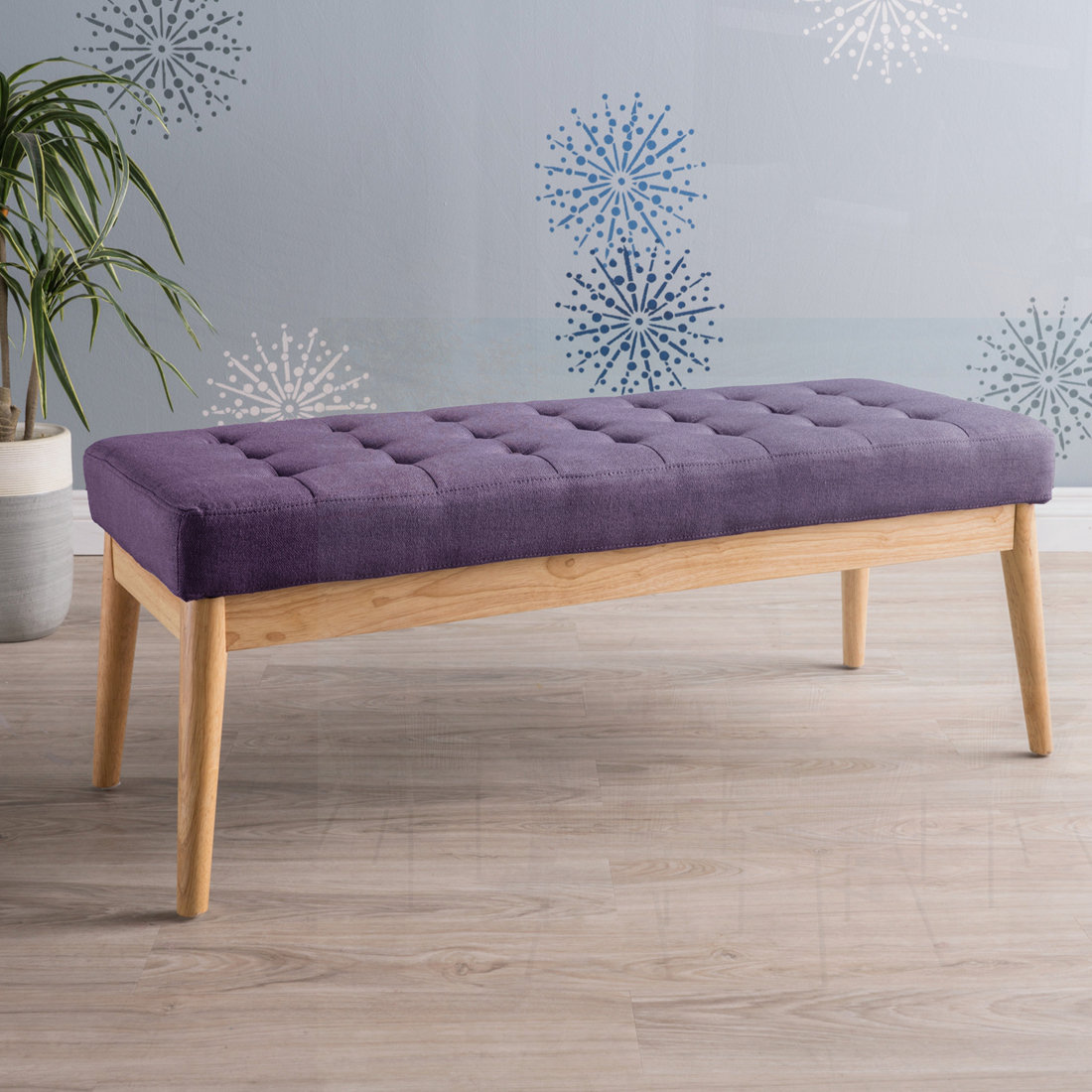 Lark Manor™ Mid-Century Modern Ottoman with Tufted Design and Solid ...