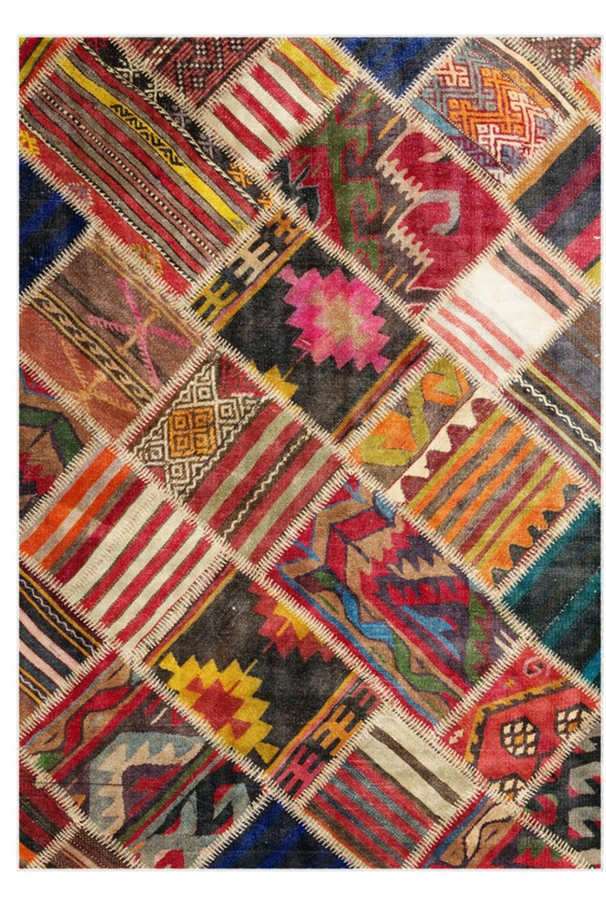 Rugpera Dejav Brown And Red And Yellow Colour Patchwork Design Carpet ...