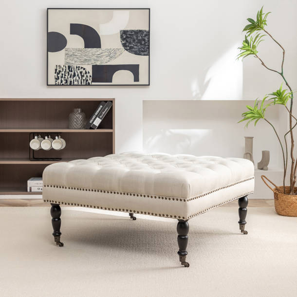 Alcott Hill® Jamaah Square Cocktail Ottoman with Wheels | Wayfair